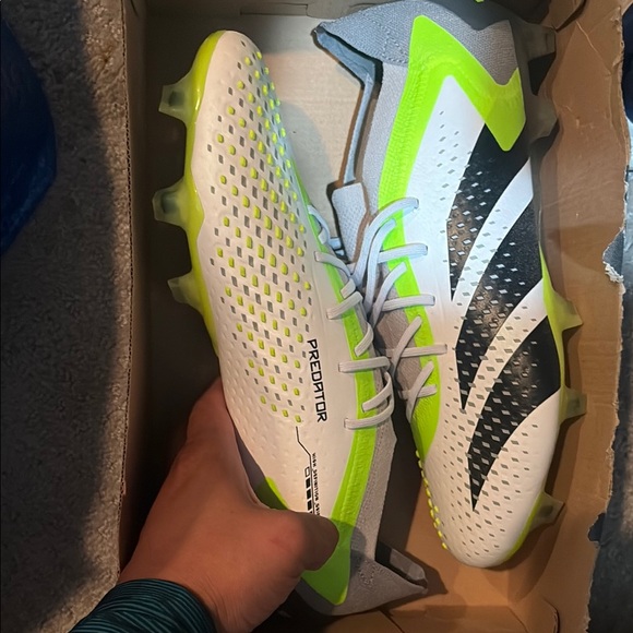 adidas | Shoes | Adidas Predator White And Gray Soccer Cleats With Neon ...